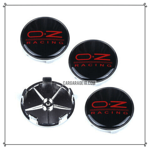 SIZE 68mm BLACK RED OZ RACING LOGO WHEEL CENTER CAP