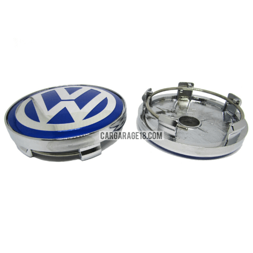 SIZE 60mm BLUE CHROME WHEEL CENTER CAP FOR VOLKSWAGEN