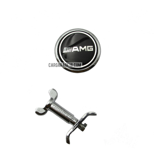 SIZE 45mm BLACK AMG LOGO ENGINE HOOD EMBLEM FOR BENZ